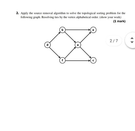 Solved 2 Apply The Source Removal Algorithm To Solve The