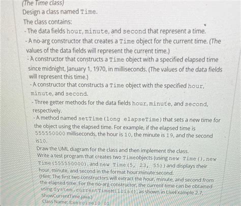 Solved The Time Class Design A Class Named Time The Class