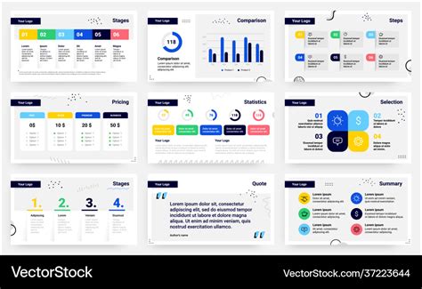 Analytical Presentation Slides And Infographics Vector Image