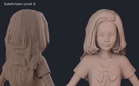 3d Model Cartoon Girl Japanese School Turbosquid 2197889