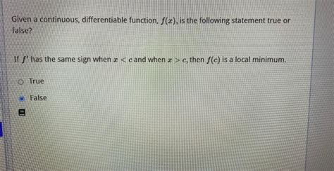 Solved Given A Continuous Differentiable Function Fx Is