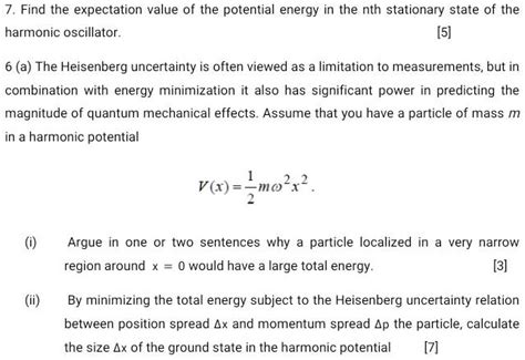 [get Answer] 7 Find The Expectation Value Of The Potential Energy In The Nth Stationary State