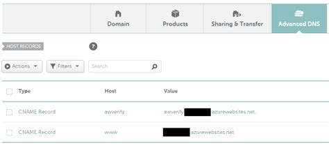 how to setup a cname for an azure web app custom domain