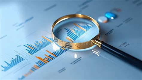 financial data analysis with magnifying glass on charts and graphs