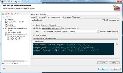 processing rmarkdown documents with eclipse and statet