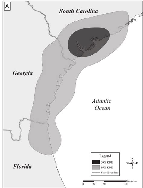 Extent Of A 50 And 95 Fixed Kernel Density Estimates Kde Of Home