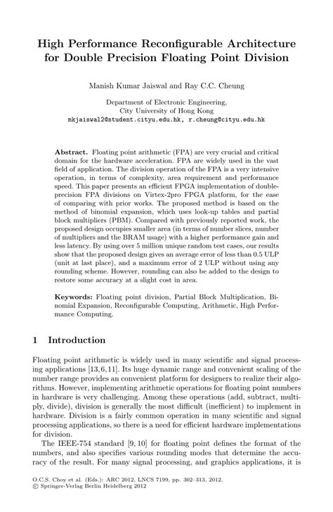 pdf high performance reconfigurable architecture for double precision