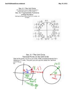 Sec 6 1 The Unit Circle Terminal Points On The Unit Circle Sec 6 1