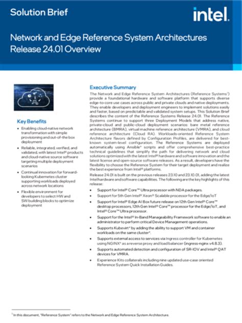 Network And Edge Reference System Architectures Release Overview Solution Brief