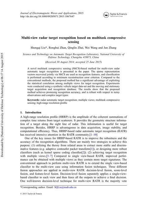 Pdf Multi View Radar Target Recognition Based On Bayesian Compressive
