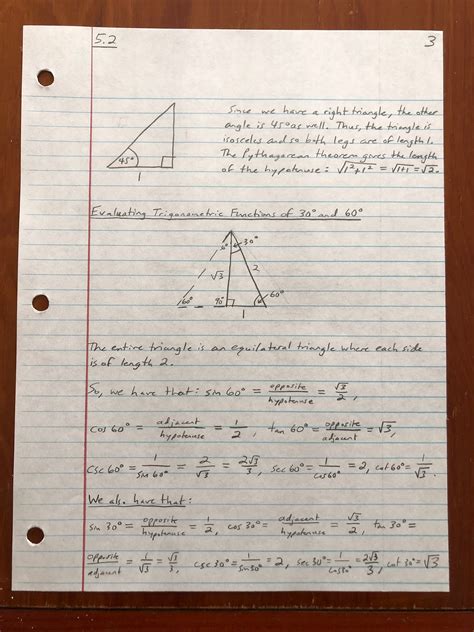 Professor Franks Math Blog Part Right Triangle Trigonometry Notes