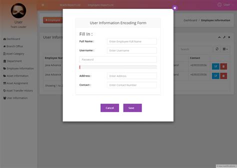 Asset Management System User Interface In Bootstrap And Php