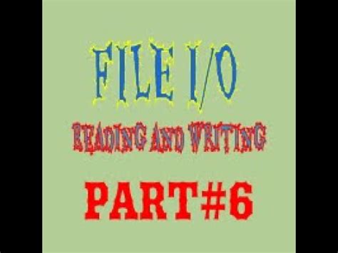 Java File IO Reading From And Writing To Files Part YouTube