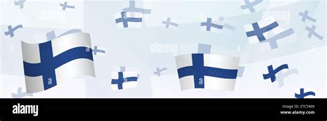 Finland Flag Themed Abstract Design On A Banner Abstract Background Design With National Flags