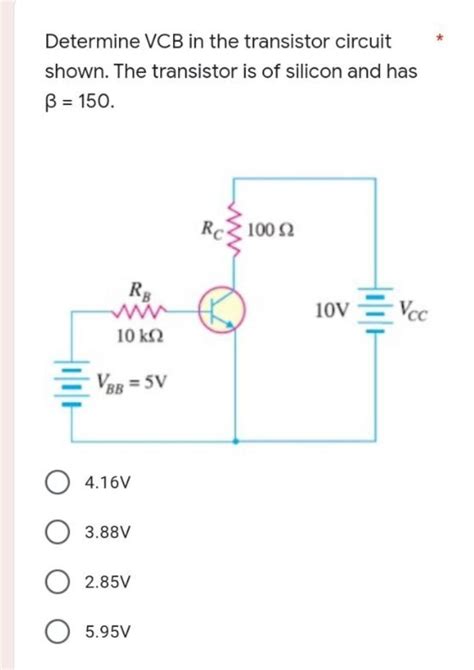 Solved Determine Vcb In The Transistor Circuit Shown The