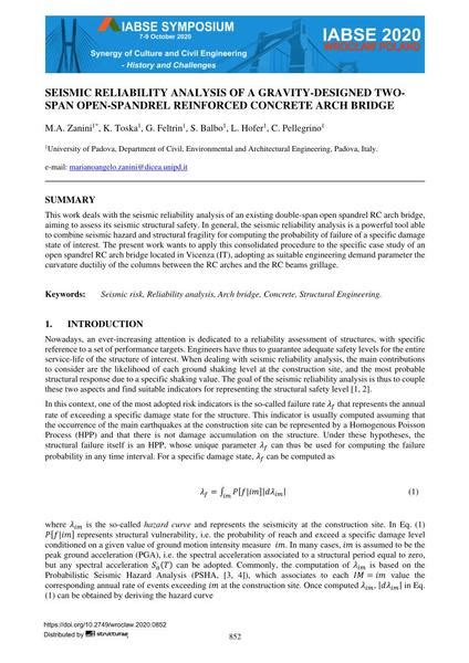 Seismic Reliability Analysis Of A Gravity Designed Two Span Open Spandrel Reinforced Concrete