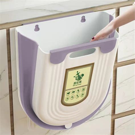 Augper Hanging Kitchen Garbage Bin Foldable Kitchen Garbage Bin Wall Mounted Foldable Small