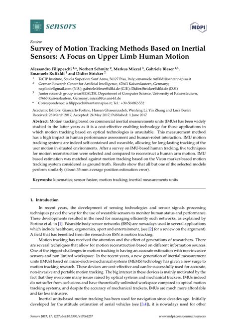 Pdf Survey Of Motion Tracking Methods Based On Inertial Sensors A