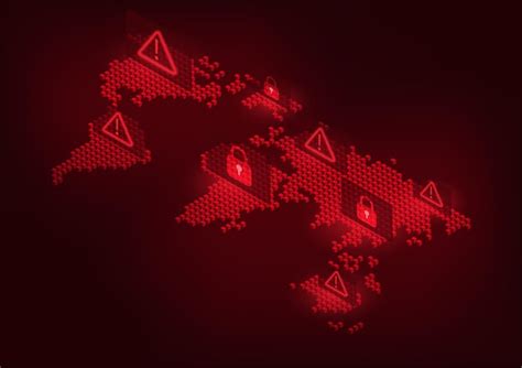 Premium Vector World Map Technology A World Map With An Alert Symbol And A Lock Indicating A
