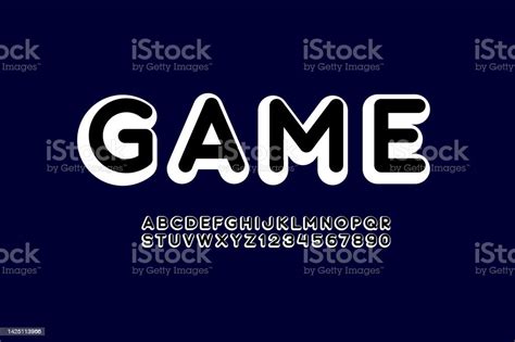 큰 글꼴 굵은 둥근 알파벳 A에서 Z까지의 강력한 대문자 라틴어 문자 및 0에서 9까지의 아랍 문자 벡터 일러스트 레이 션 10eps 3차원 형태에 대한 스톡 벡터 아트 및