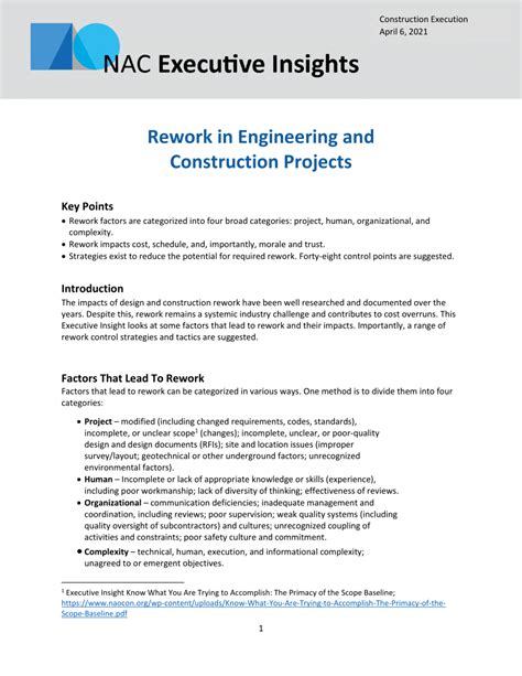 Pdf Rework In Engineering And Construction Projects Key Points