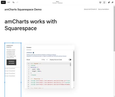 Adding Amcharts To Squarespace Amcharts 5 Documentation