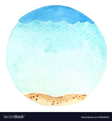 Sky Sea And Sand Beach In Circle Shape Background Vector Image