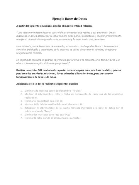 Ejemplo Bases De Datos Pdf Bases De Datos Sql