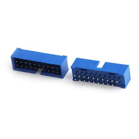 19pin Box Header Male Connector Blue Color 20 Pitch Dip Box Header