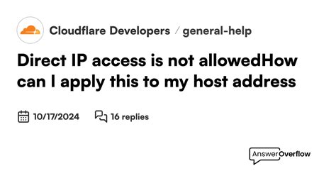 Direct Ip Access Is Not Allowedhow Can I Apply This To My Host Address