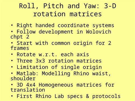 Ppt Roll Pitch And Yaw 3 D Rotation Matrices Dokumentips