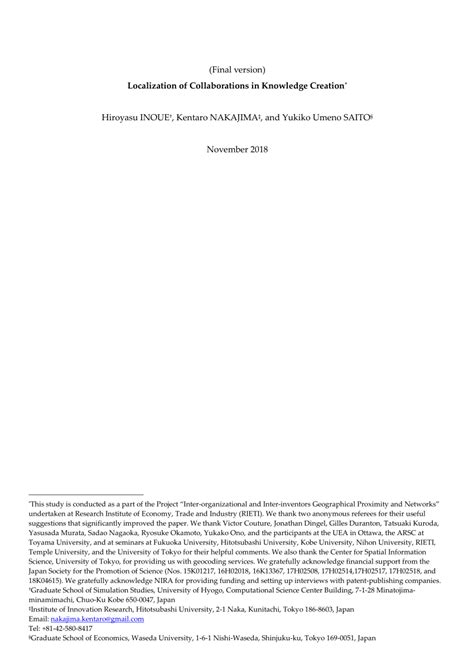 Pdf Localization Of Collaborations In Knowledge Creation