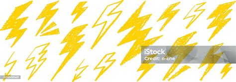 천둥 번개 볼트 낙서 아이콘입니다 손으로 그린 에너지 플래시 라이트닝 크레용 스케치 천둥 벡터 전기 조명 전원 브러시 볼트 Thunderbolt 요소 에너지 플래시 낙서
