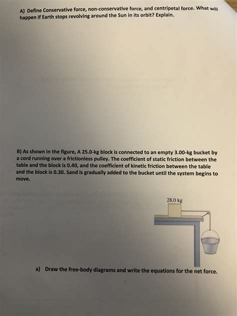 Solved A Define Conservative Force Non Conservative Force