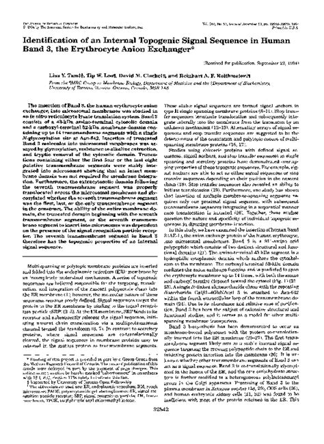 Pdf Identification Of An Internal Topogenic Signal Sequence In Human