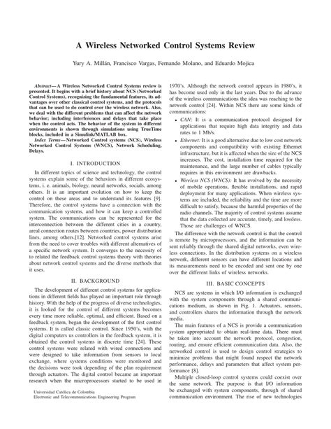 Pdf A Wireless Networked Control Systems Review