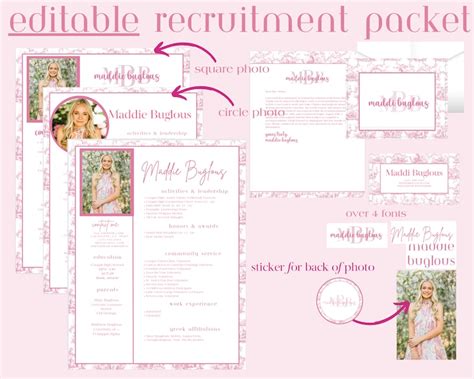 Editable Sorority Recruitment Packet Printable Sorority Packet