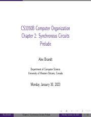 3350 L5 CircuitsPrelim Pdf CS3350B Computer Organization Chapter 2 Synchronous Circuits
