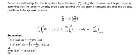 Solved Derive A Relationship For The Boundary Layer
