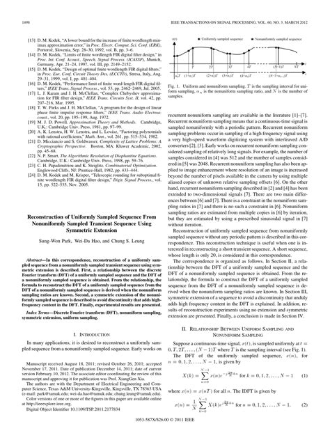 Pdf Reconstruction Of Uniformly Sampled Sequence From Nonuniformly