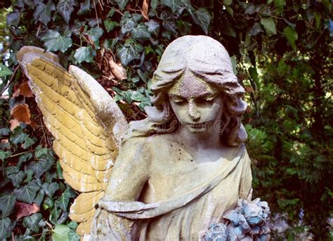 A Beautiful Angel Statue Close Up With Large Wings Guardian Angel