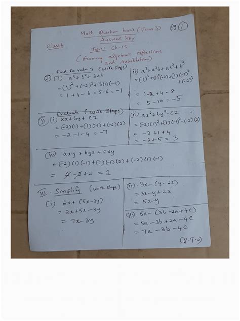 Class 6 Answer Key Revision Question Bank Based On Chapter 15 Pdf