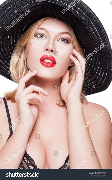 Sexy Woman Big Red Lips Portrait Stock Photo Edit Now