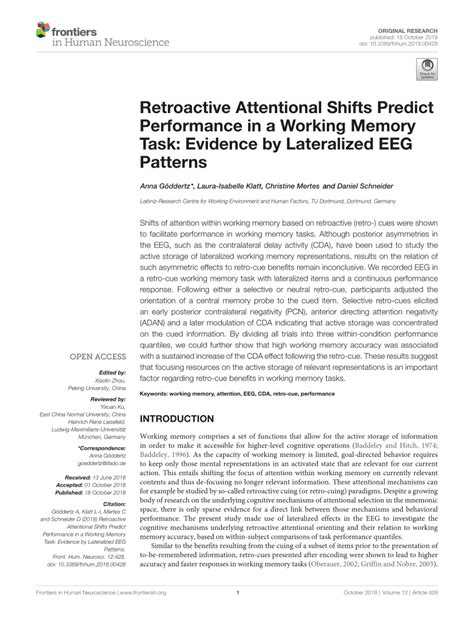 Pdf Retroactive Attentional Shifts Predict Performance In A Working Memory Task Evidence By