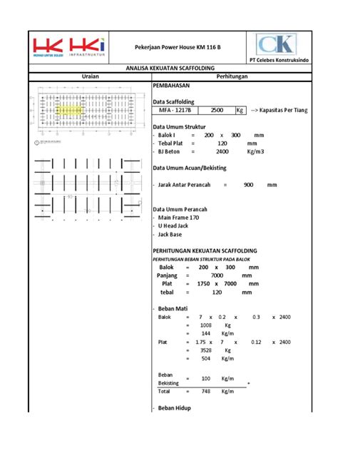 Perhitungan Scaffolding Power House Pdf