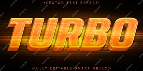 Premium Vector | Orange Shiny Turbo Vector Fully Editable Smart Object Text Effect