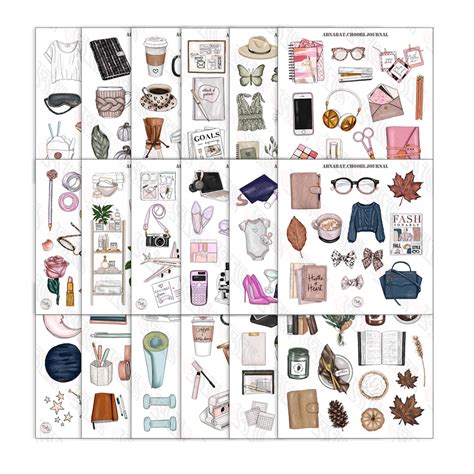 پک بزرگ استیکر طرح روزمرگی ژورنال آبنبات چوبی