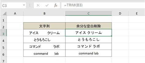 【エクセル】trim関数の使い方文字列から余分なスペースを削除する Command Lab Tech