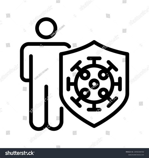 Protection Virus Human Stroke Outline Style Stock Vector Royalty Free