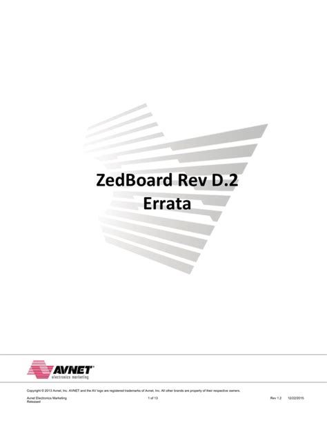 Zedboard Rev D2 Errata